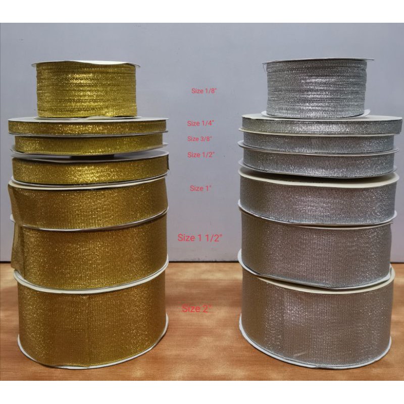 Metallic Gold Silver Ribbon 50 yards per roll | Shopee Philippines
