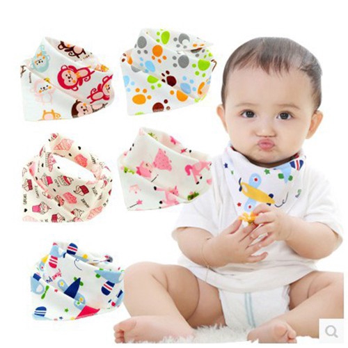 5pcs/set Baby Bibs Triangle Cartoon Cotton Bibs Cartoon Saliva Towel ...