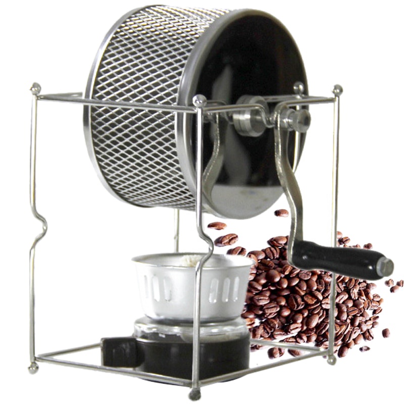 Household stainless steel drum type hand-cranked coffee bean roaster ...