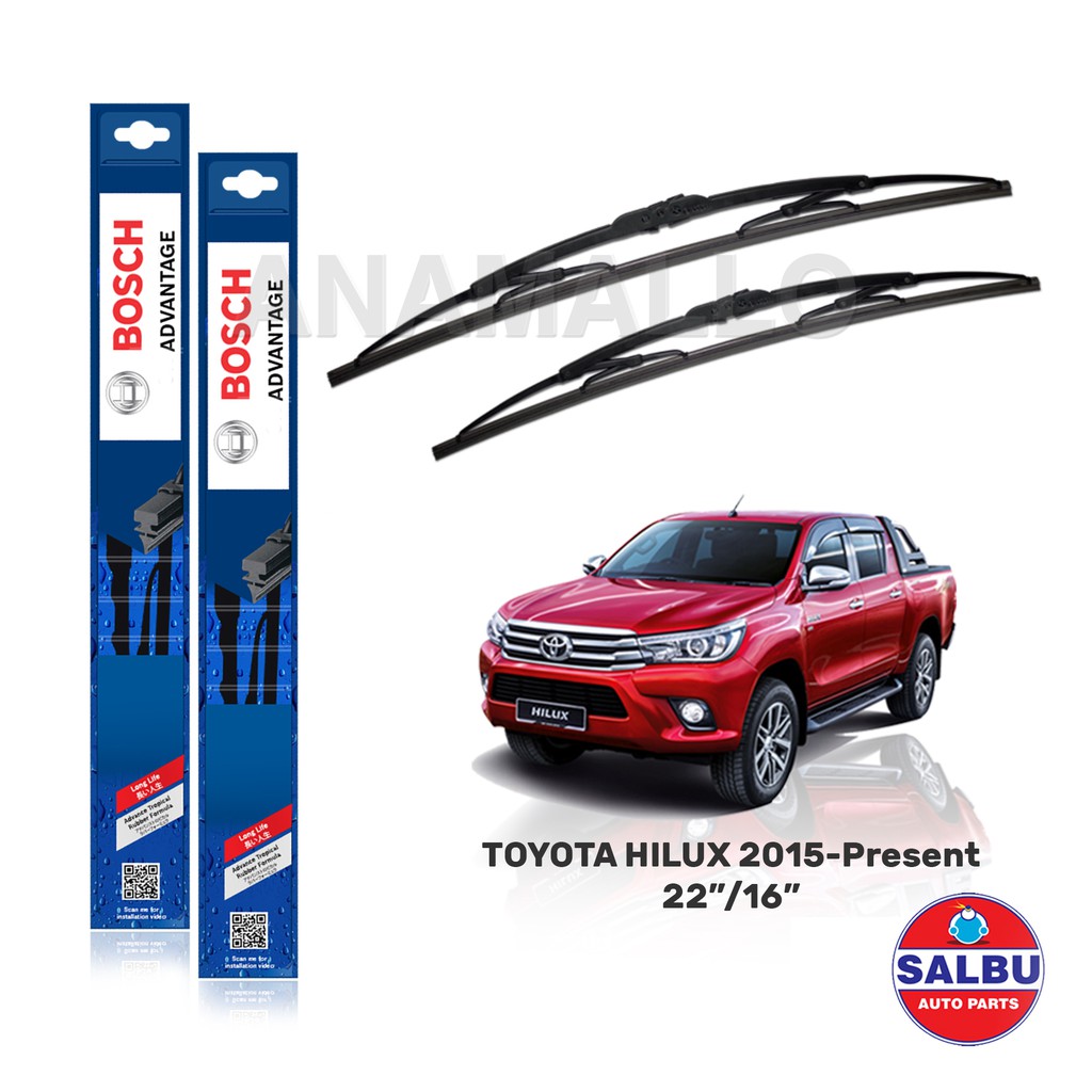 BOSCH Advantage Wiper Blade Set for TOYOTA Hilux 2015-PRESENT (22"/16") | Shopee Philippines