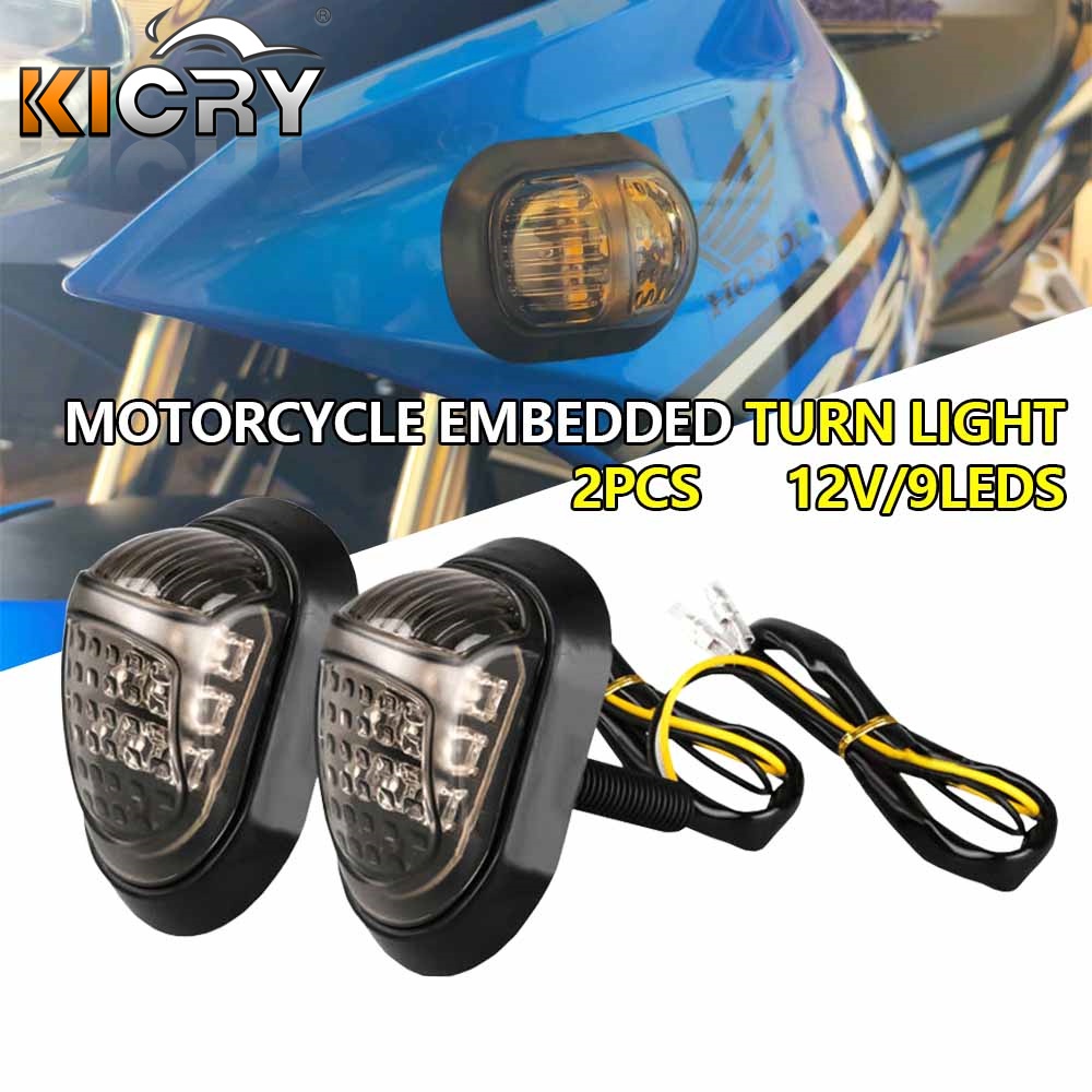 KICRY 2Pcs Motorcycle 12V Flush Mount 9 LED Turn Signal Blinker Light ...