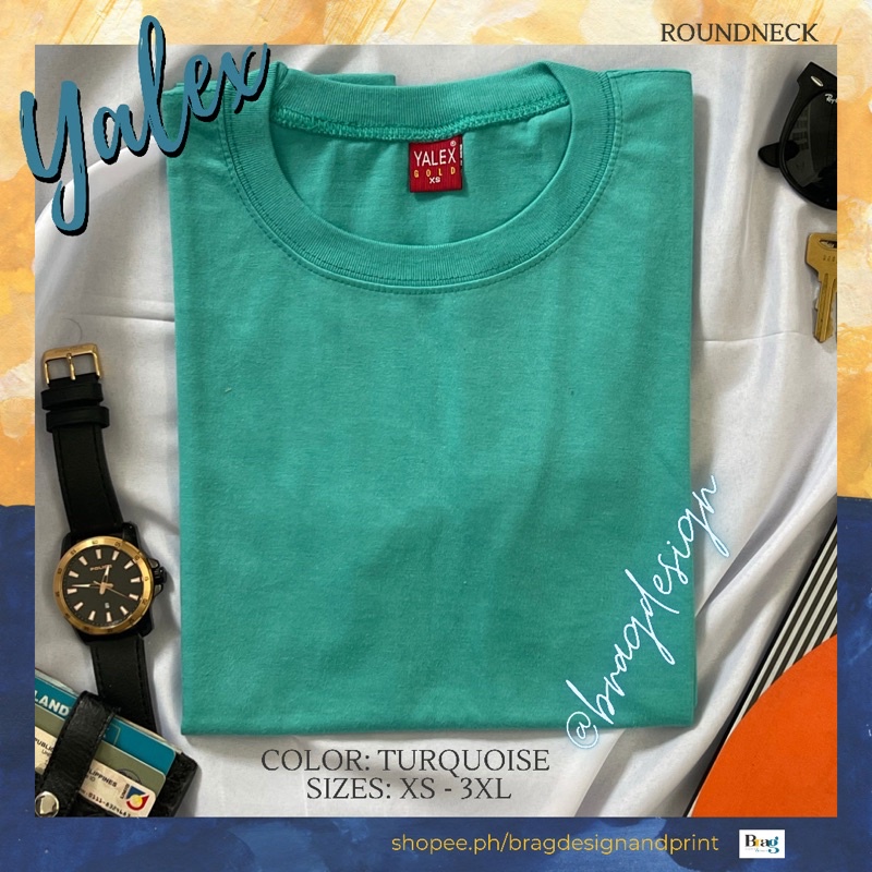 YALEX Turquoise | ROUNDNECK | Red Label | Plain Shirt | Shopee Philippines