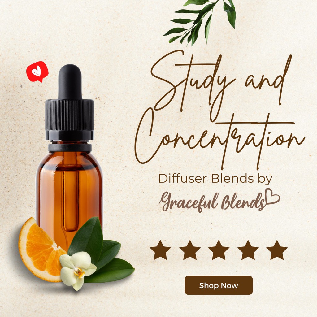 STUDY & CONCENTRATION - Graceful Blends Pure Essential Oil Diffuser Oil Blend -STUDY ...