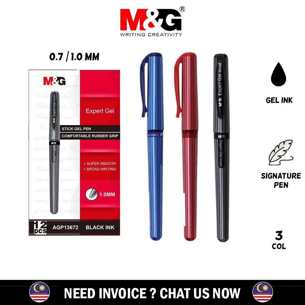 M&G Expert Gel Pen 0.7 / 1.0mm - BK / BL Signature Pen Sign Pen ...