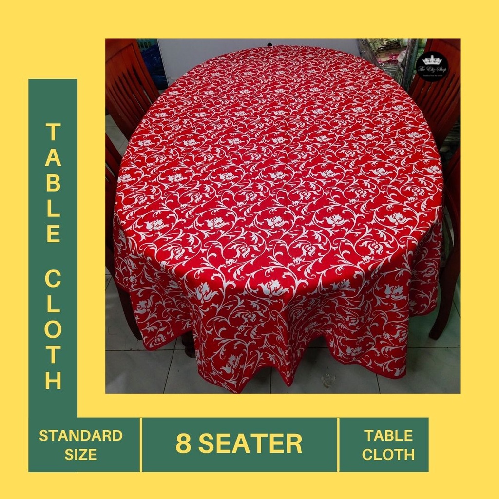 Oval Red, Green, Yellow Table Cloth Red Flower Oblong Table Linen ...