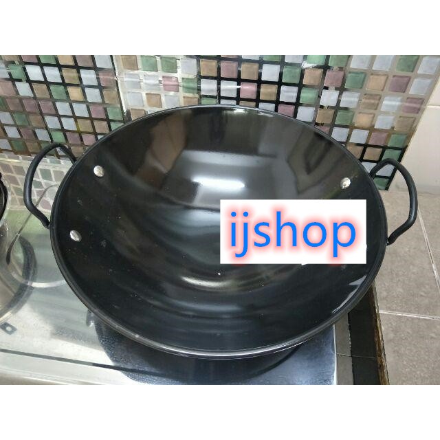 Ridged Iron Wok Wok Double Handle Enamel Wok Cast Iron Wok Stir-Fry Wok ...