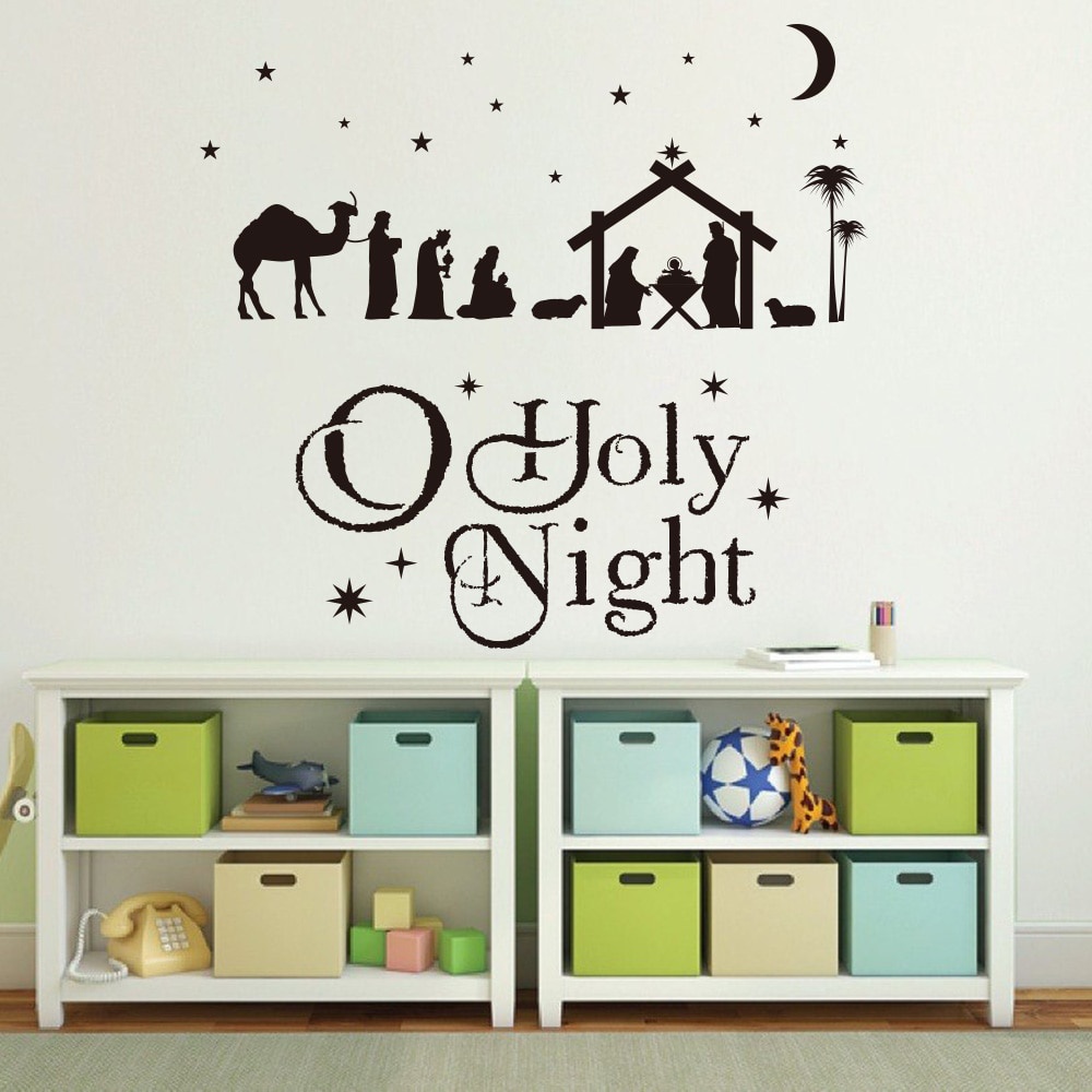 Nativity Scene Nativity Set Christmas Wall Sticker O Holy Night Nativity Silhouette Christmas ...