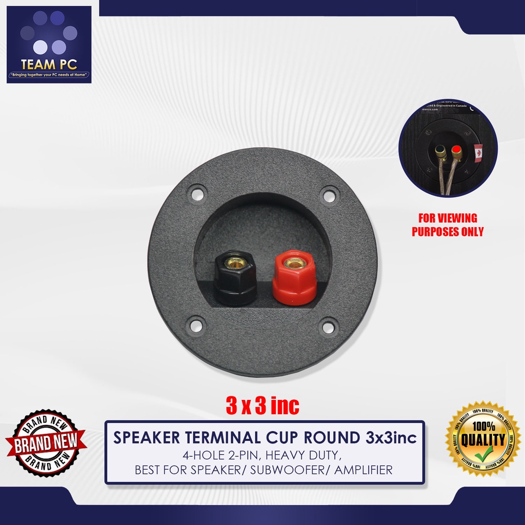 SPEAKER TERMINAL CUP ROUND 3x3inc, 4-HOLE 2-PIN, HEAVY DUTY, BEST FOR ...