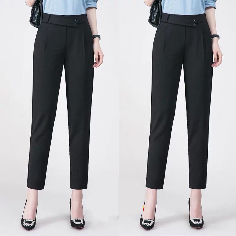 Plus Size S-3XL Long Suit Pants for Women High Waist Formal Office ...