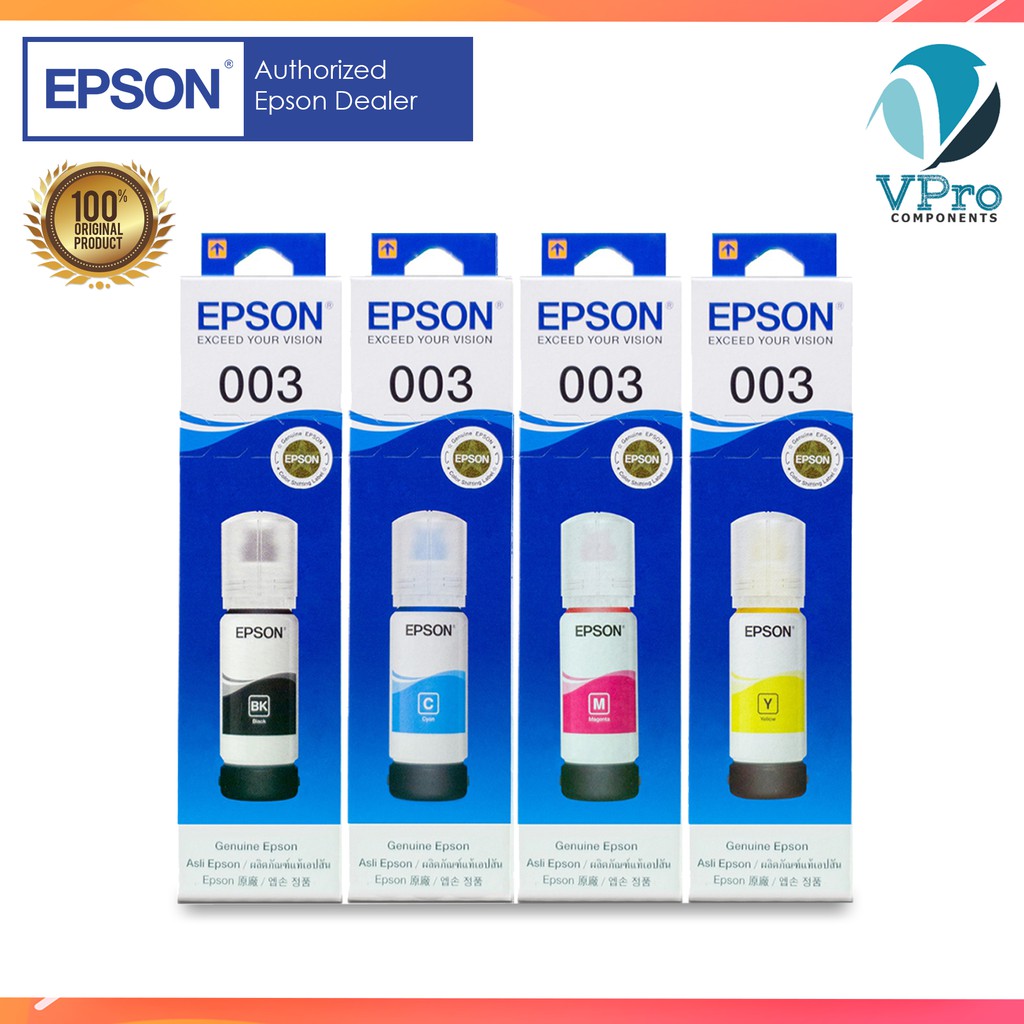 Epson 003 Black yellow Cyan Magenta Ink Set Shopee Philippines