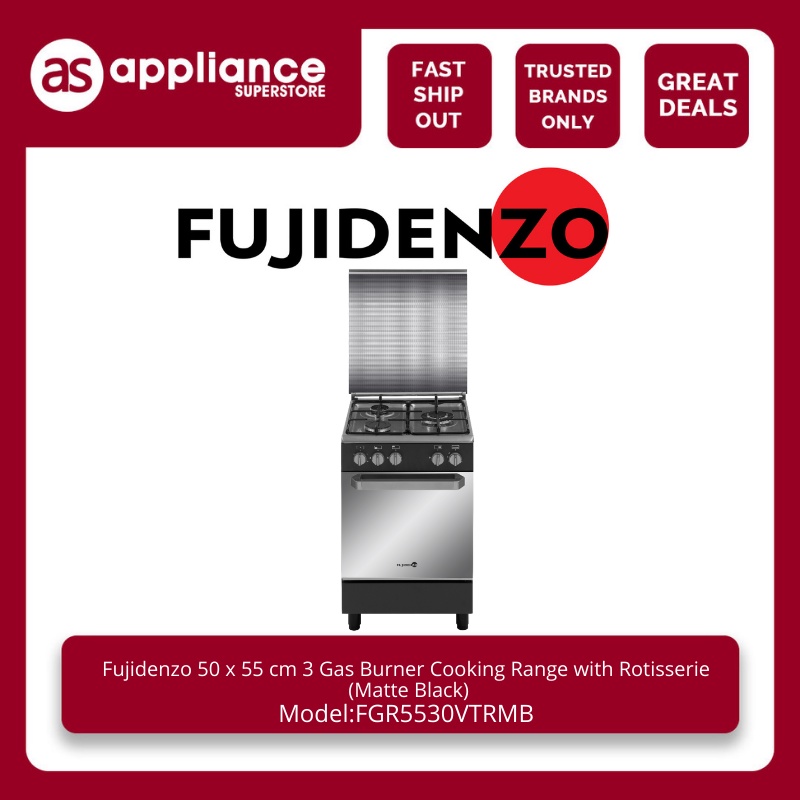 Fujidenzo 50 x 55 cm 3 Gas Burner Cooking Range with Rotisserie ...