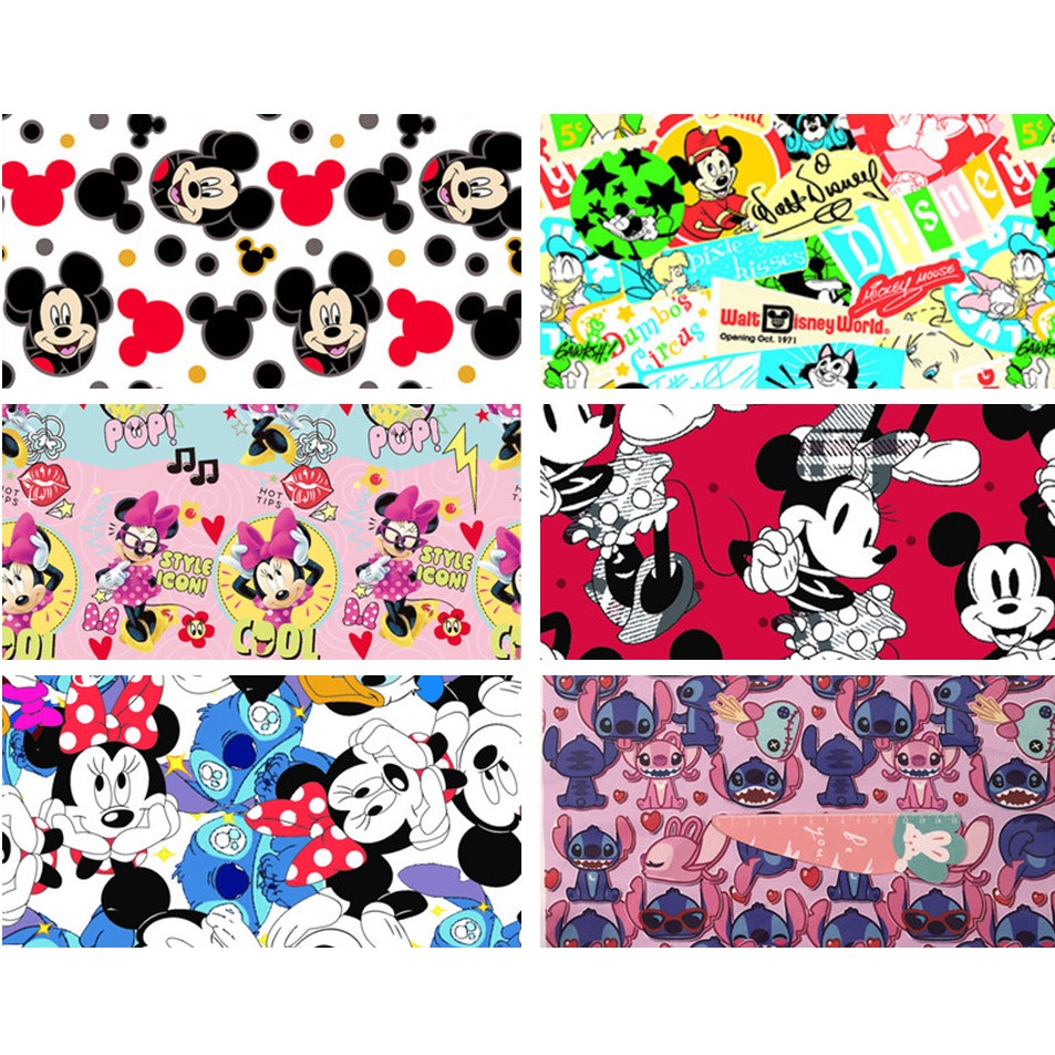 Disney Mickey Minnie Stitch soft Twill bonded polyester waterproof ...