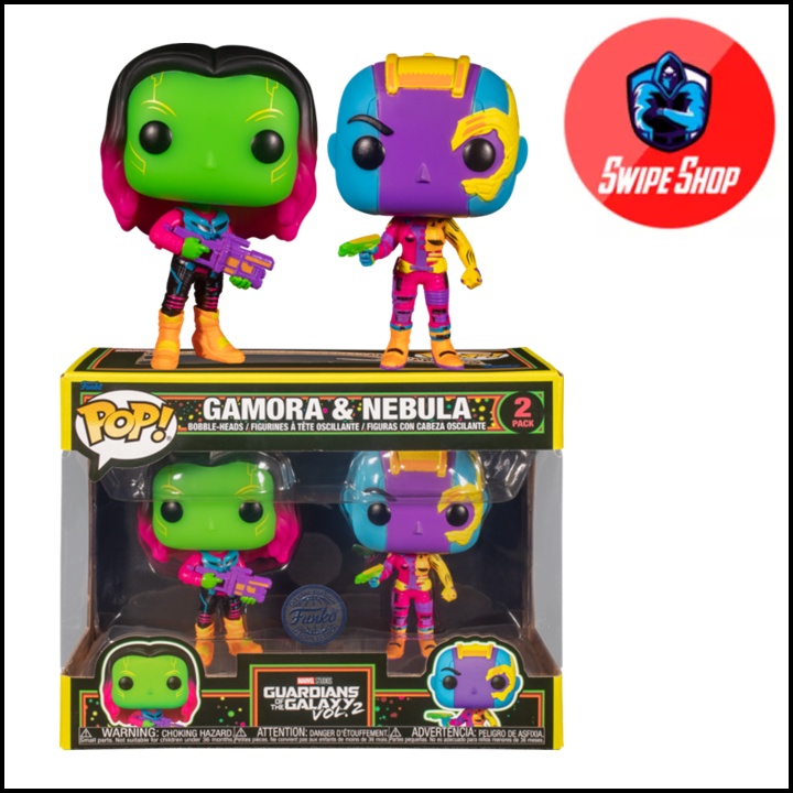 Funko Pop Gamora and Nebula Guardians of the Galaxy Black Light 2 Pack ...