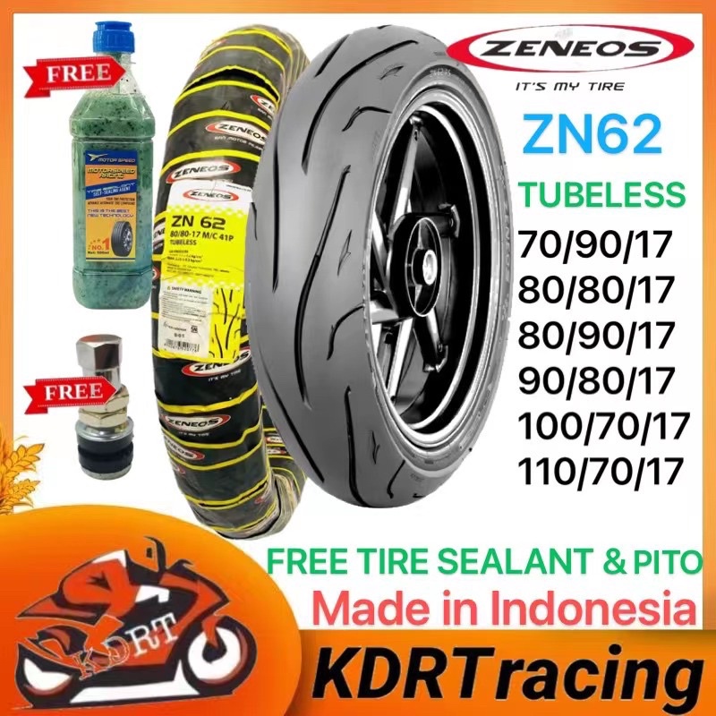ZENEOS ZN62 MOTORCYCLE TIRE GULONG TUBELESS FREE TIRE SEALANT & PITO 80 ...