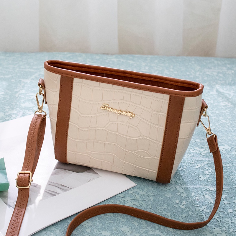 Korea Crocodile Pattern Color Contrast Large Capacity Single Shoulder ...