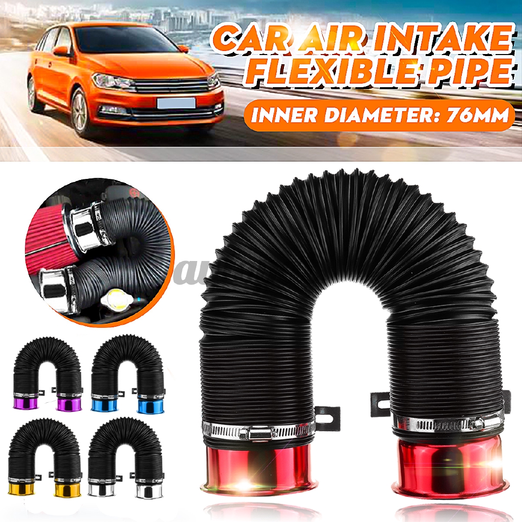 76mm Car Air Intake Pipe Cold Feed Flexible Inlet Duct Induction Kit ...