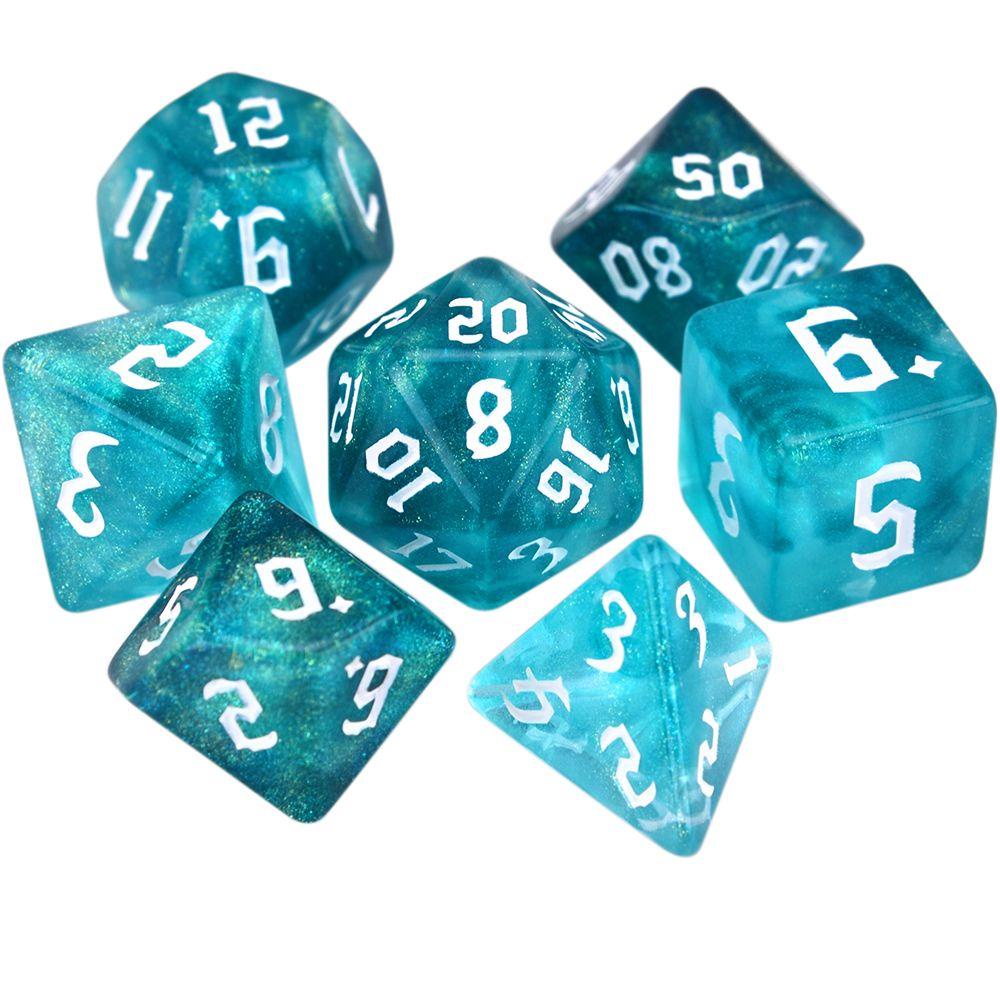 PATRICIA 7 Pcs/set Carved Pattern Dice Set Durable 7-Die Iridescent ...
