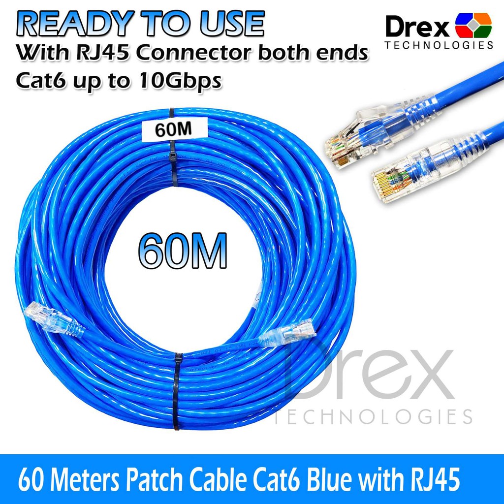 50M 60M 70M 80M 90M 100M Gigabit Cat6 Cat6E Utp Lan Cable Patch Cord ...