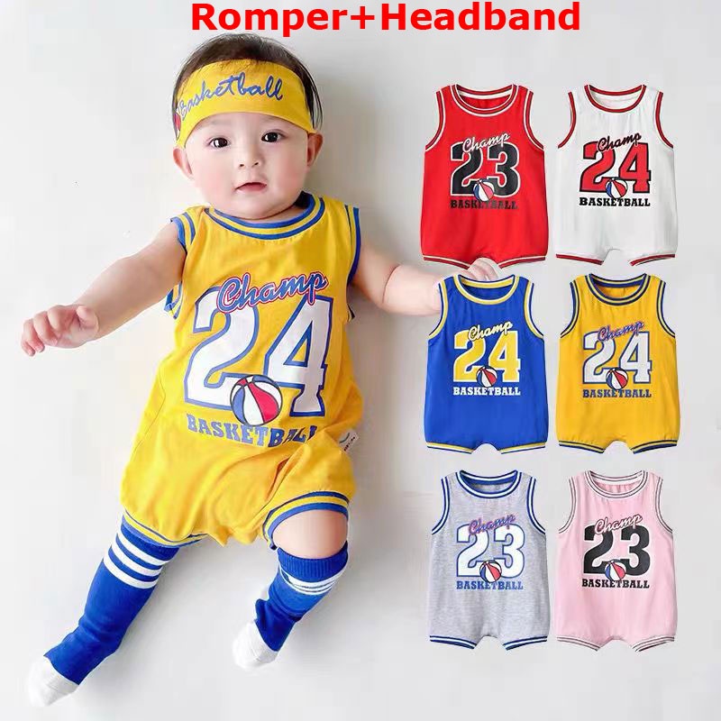 Baby Jersey Basketball Onesie with Headband Basketball Set for Kids ...