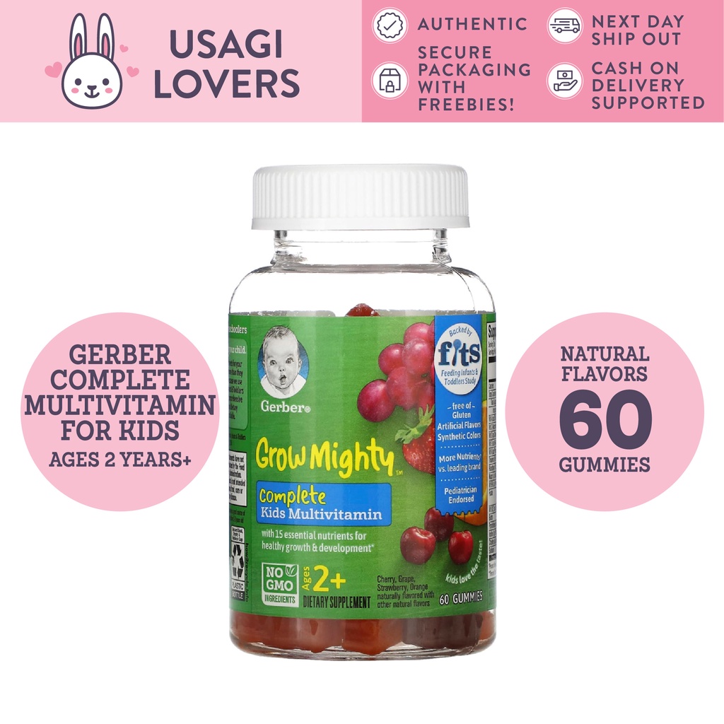 Gerber, Grow Mighty, Complete Kids Multivitamin, Ages 2+, 60 Gummies ...
