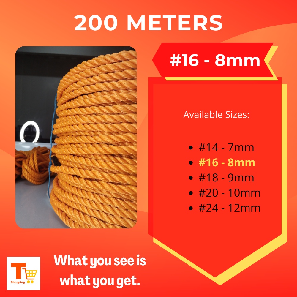 Nylon Rope High Quality 200M #14 7mm, #16 8mm ,#18 9mm ,#20 10mm ,#24 ...