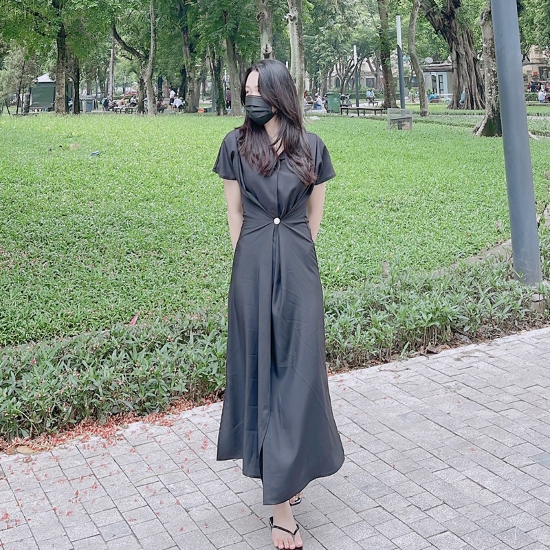 (9)Long Straight dress with pearls attached - Korean ulzang style (Real ...
