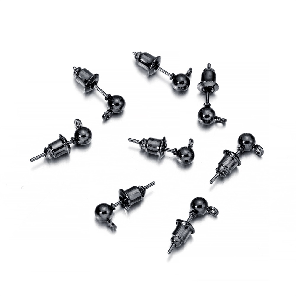 50 Pieces/Batch 3/4/5mm Silver Spherical Earplugs Basic Pin Plug ...