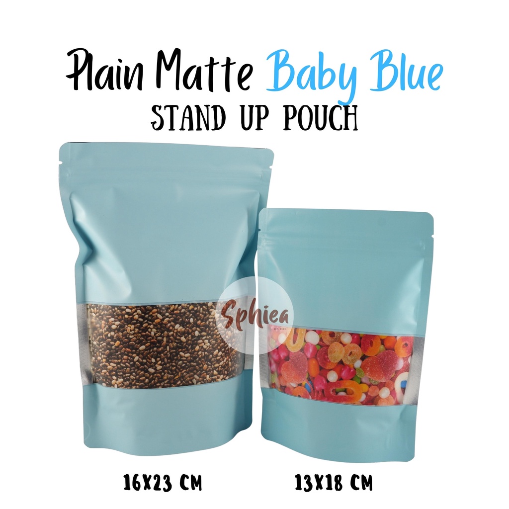 Matte Blue Stand Up no print / Blue Stand Up Pouch with print (Leaf ...