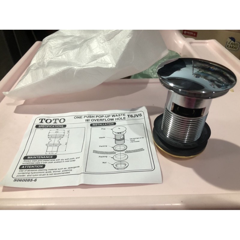 Afur Wastafel Toto T6jv6 One Push Pop Up Waste | Shopee Philippines