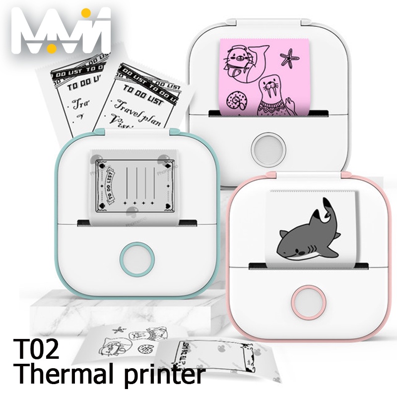 T02 Portable Printer Thermal Printer Ink-less Photo Label Note Printer ...