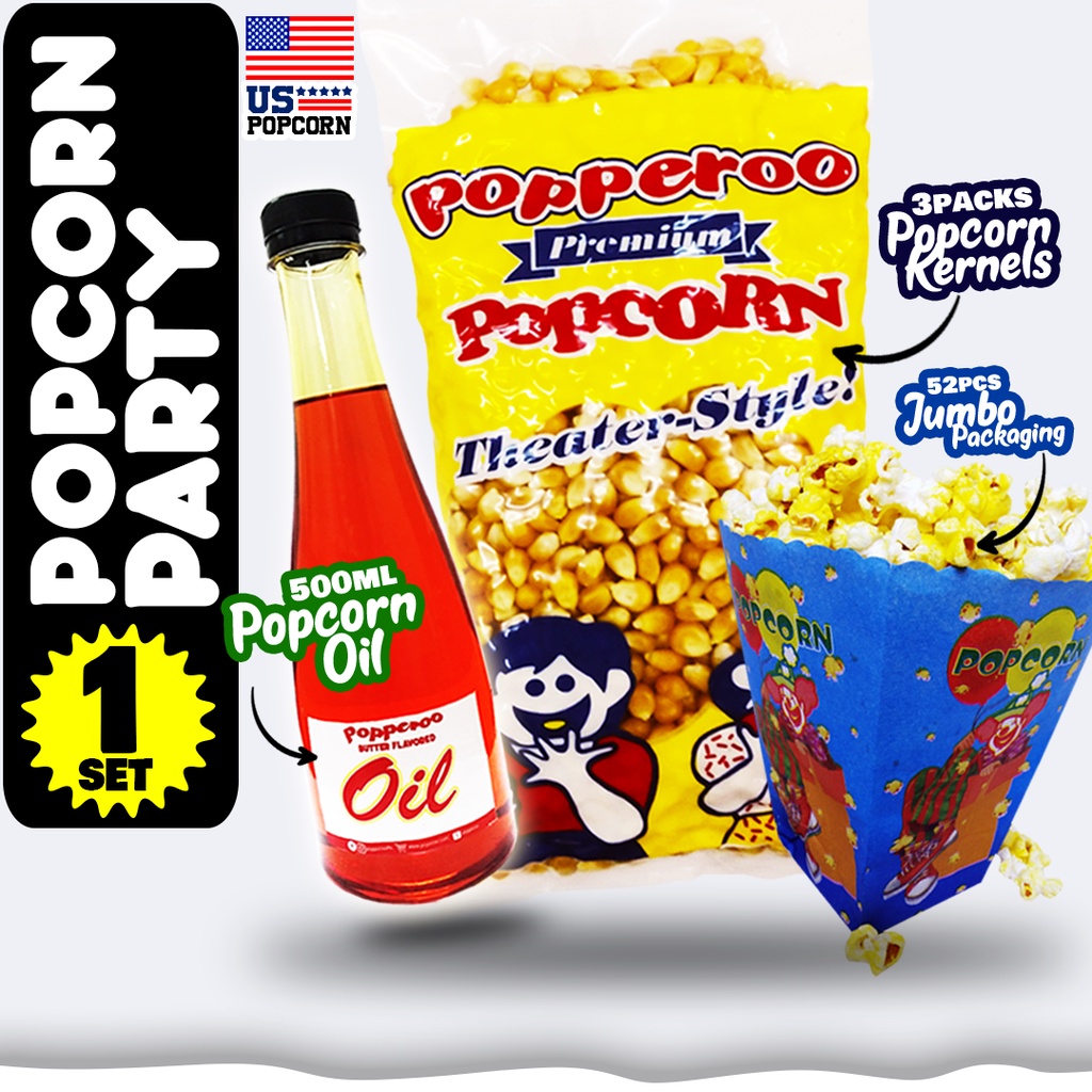 POPPEROO Popcorn Party Pack (Us Kernels/Oil/Packaging) | Shopee Philippines