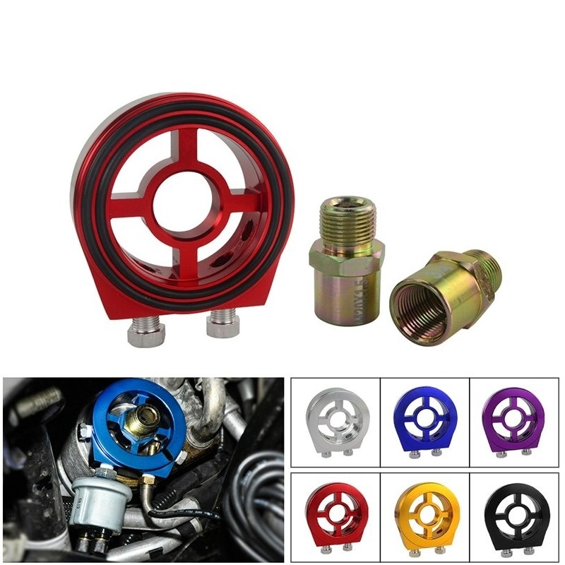 Aluminum Oil Filter Sandwich Plate Adapter for Car Gauge Defi Oil Temp ...
