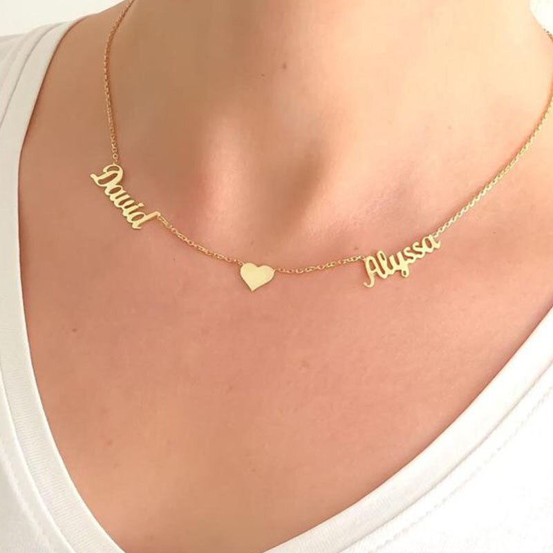 BONLAVIE【Name Custom Necklace】Necklace with Personalized Double Name ...