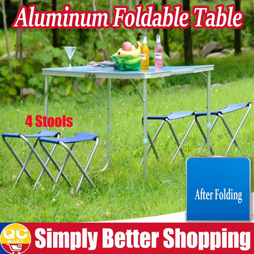 Aluminium 5pcs Outdoor Waterproof Folding Table With Chair Foldable ...