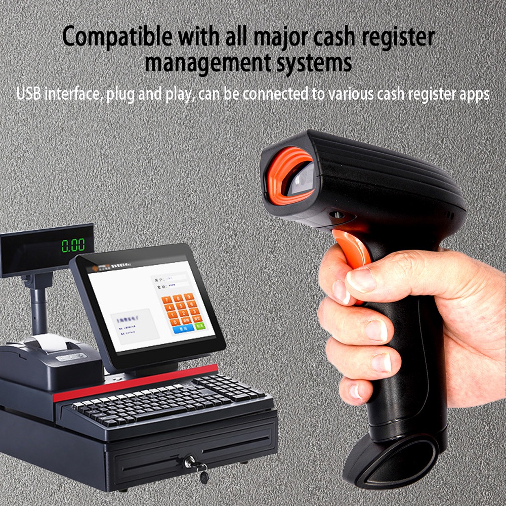 Portable Barcode Scanner 1D Bar Code Wired Scanner Plug & Play Scanner ...