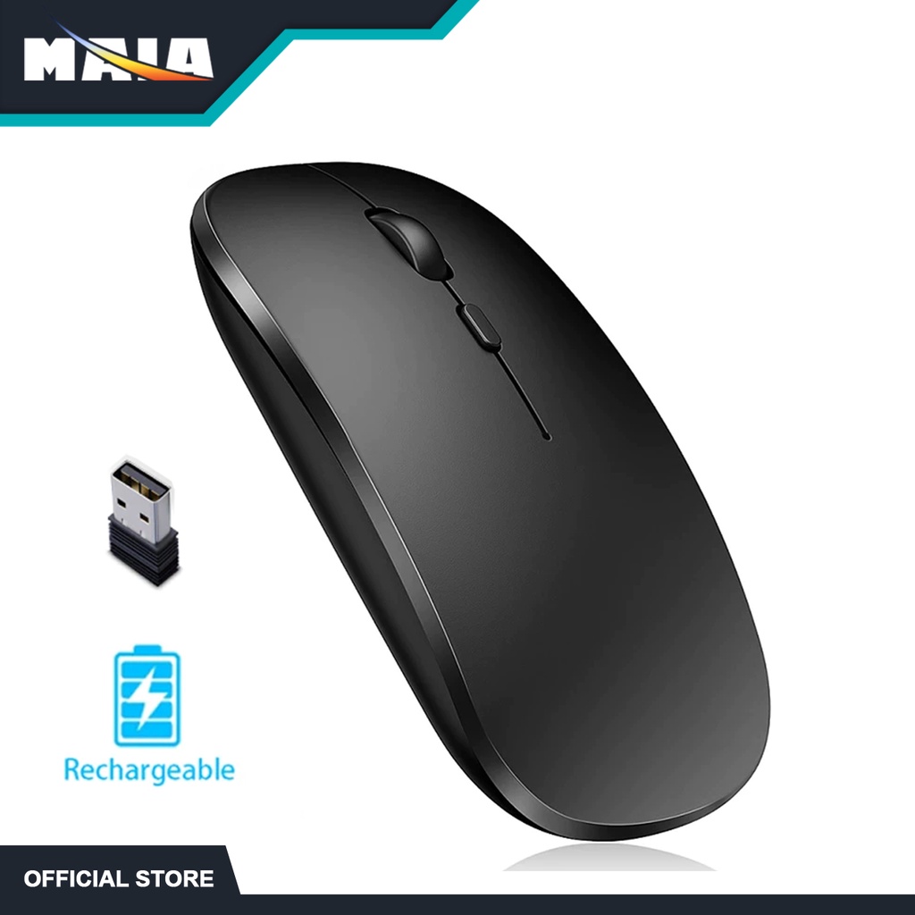 MAIA Rechargeable Wireless Mouse 2.4G Silent Mouse With USB Receiver ...