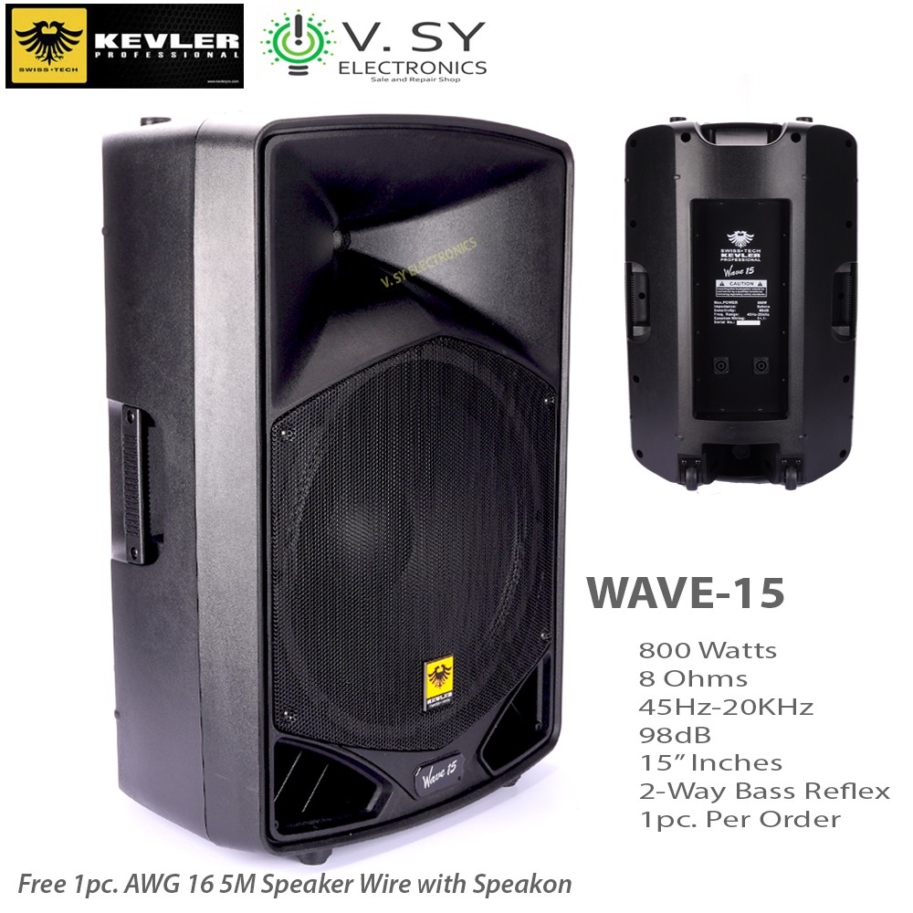 Kevler Professional WAVE-15 15 Inches 800W 8 Ohms 2-Way Bass Reflex ...
