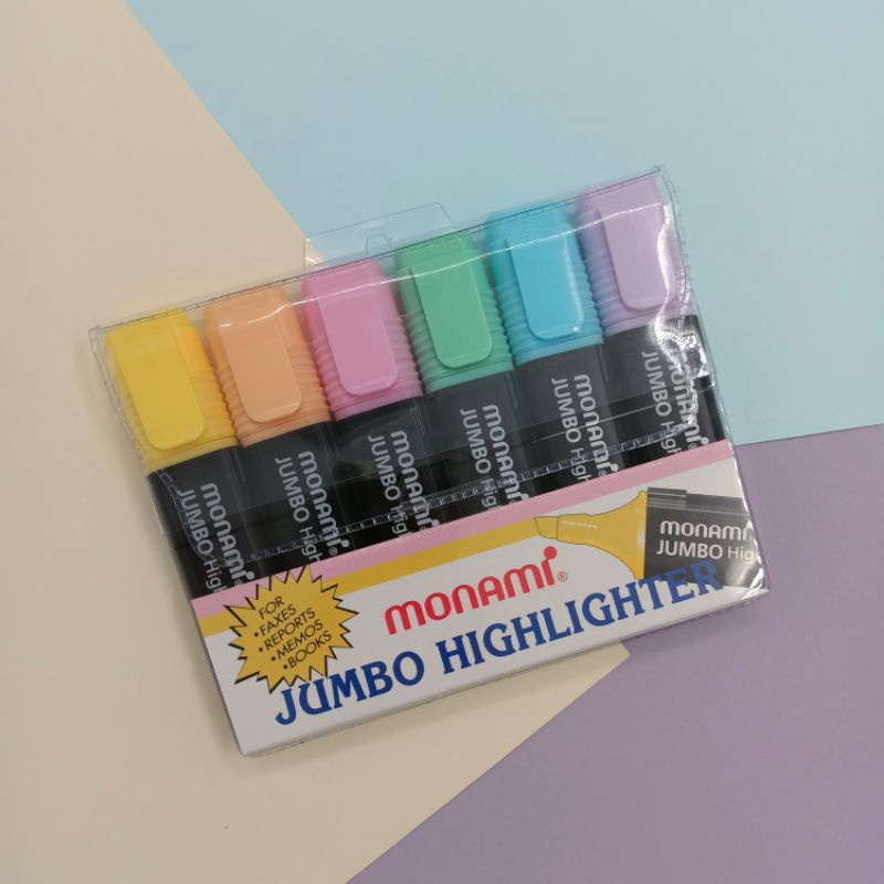Monami Highlighter Jumbo Pastel Set Of 6 Colors (1 Set) | Shopee ...