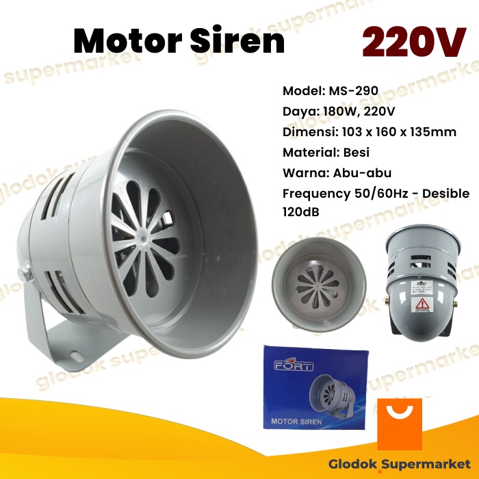 Motor Siren 220V AC MS290 Fort Siren Electric Alarm Iron Body MS-290 220 Volt | Shopee Philippines