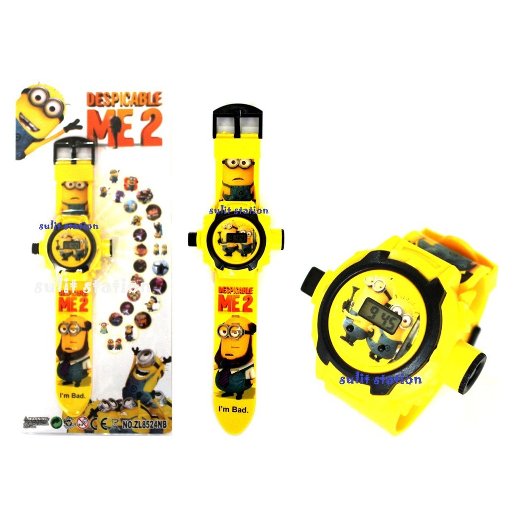 DESPICABLE MINION KIDS DIGITAL LED LIGHTED PROJECTOR WATCH with 24 ...