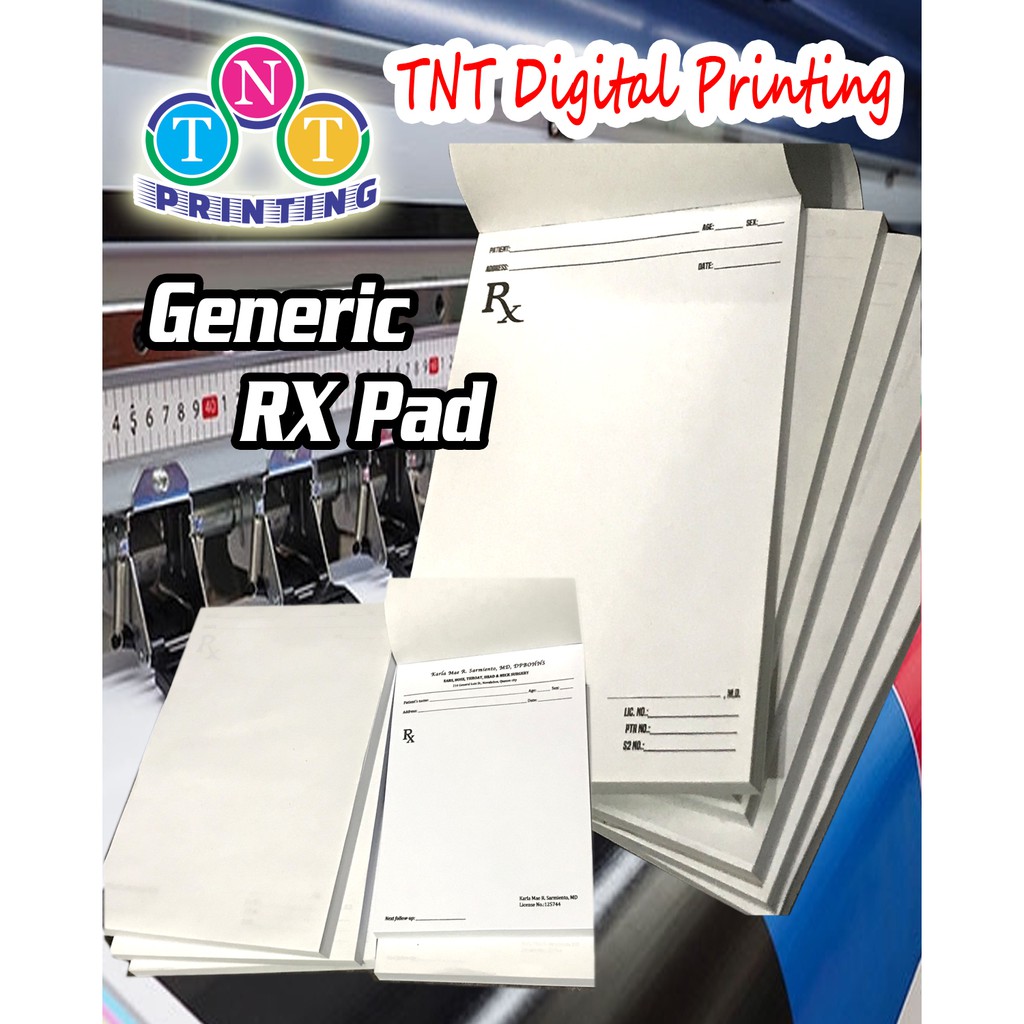Generik Prescrption Pad / RX Pad / Reseta / Med Cert / Dental RX / 1/4 ...