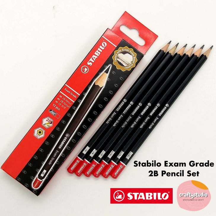 12 pcs Stabilo Exam Grade 2B Pencil, 2B Pencil Set, Pensel 2B, Stabilo ...