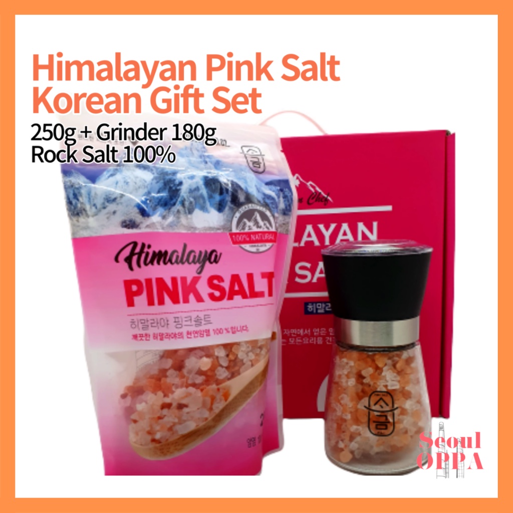 Himalayan Pink Salt Korean Gift Set 250g + Grinder 180g Rock Salt 100% ...