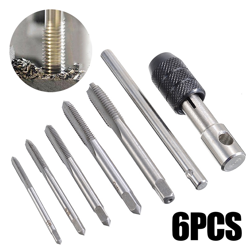 6pcs Hand Tap Drill Bits HSS T-design Screw Thread Tap Set M3 M4 M5 M6 ...