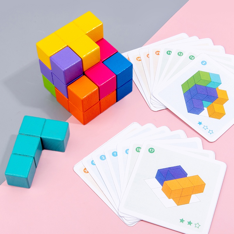 Challenge IQ Three-dimensional Tangram Soma Cube Children's Brain 3D ...