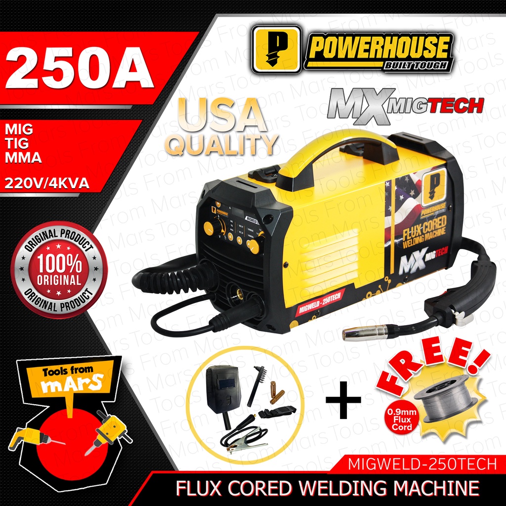 [3IN1] POWERHOUSE 250A USA Migweld Gasless MIG Portable Inverter ...