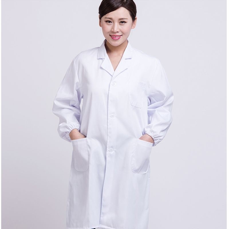 Lab White Coat Long-Sleeved Student Chemical Thin Elastic Sleeve Big ...