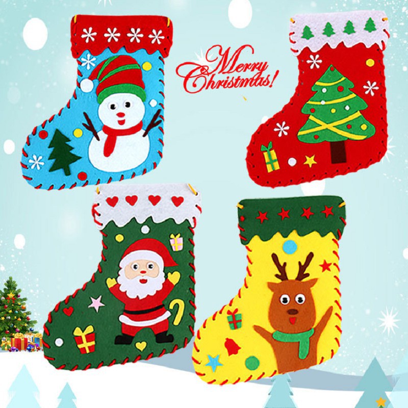DIY Christmas Socks Sewing Art Craft Kindergarten School Kids Motor ...