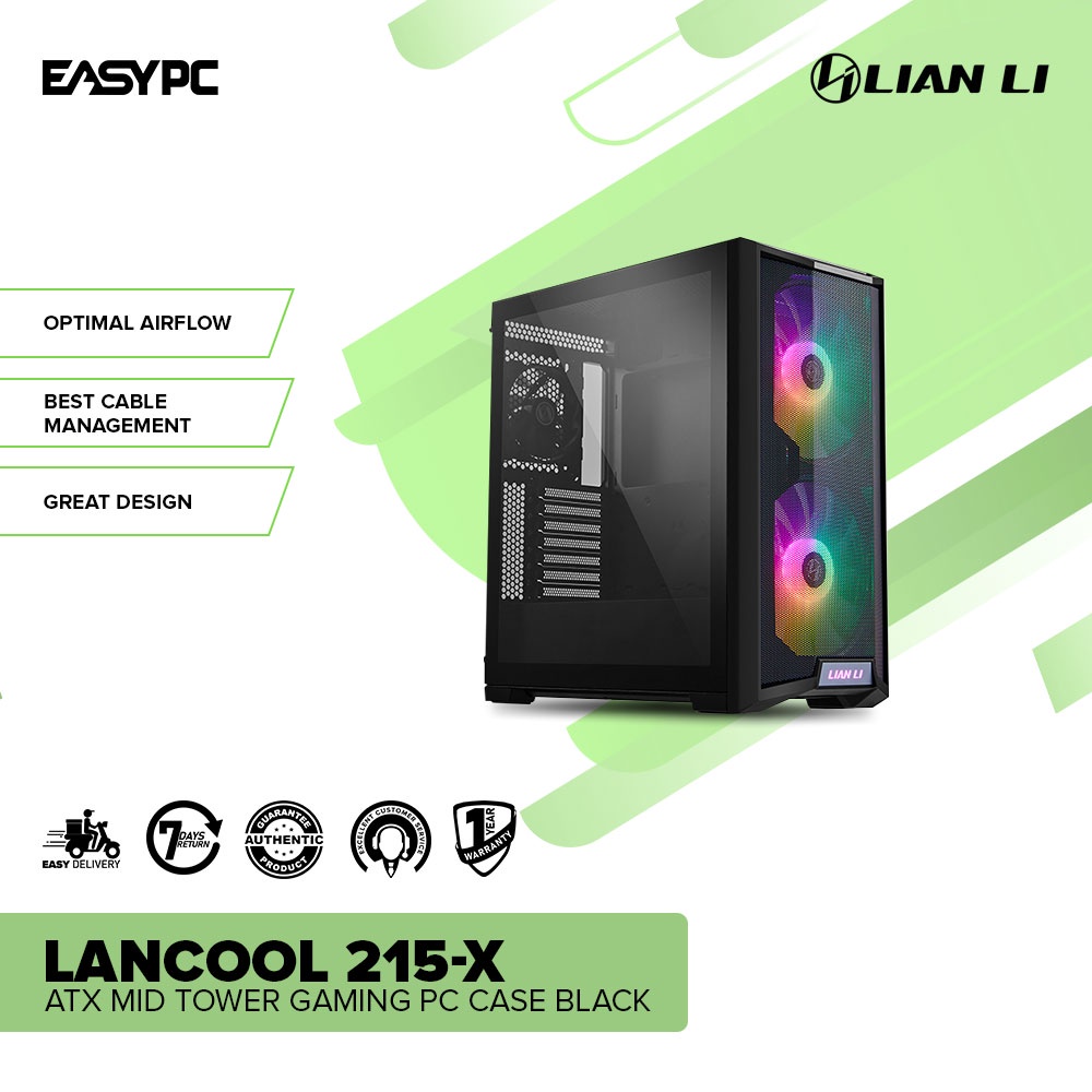 EasyPc | LianLi LanCool 215-X ATX Mid Tower Gaming PC Case Black ...