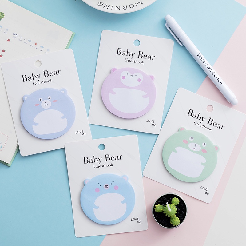 Cartoon animal baby bear post-it note N times stickers students can ...